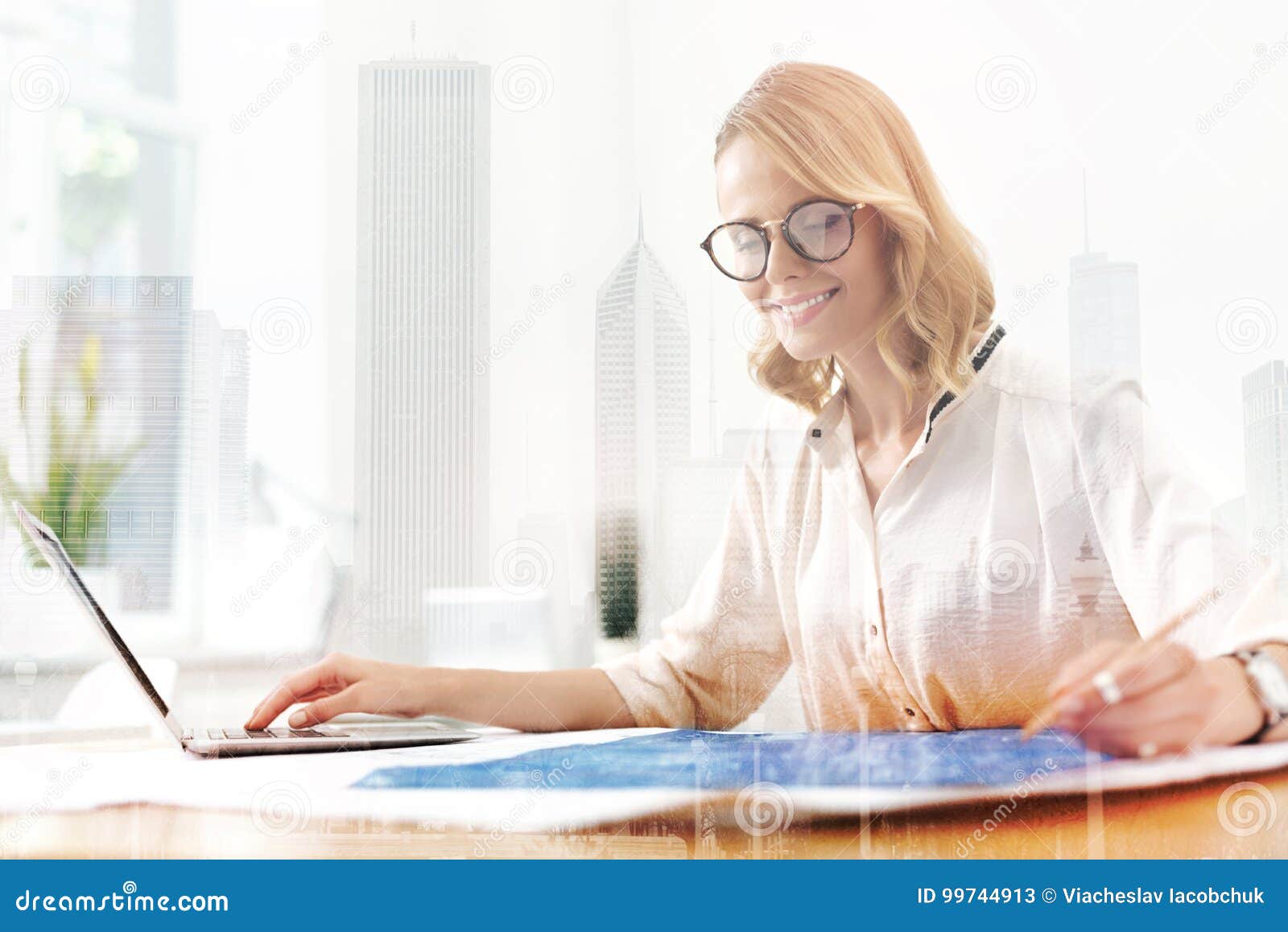 Satisfied Engineer Working at the Table Stock Image - Image of engineer ...