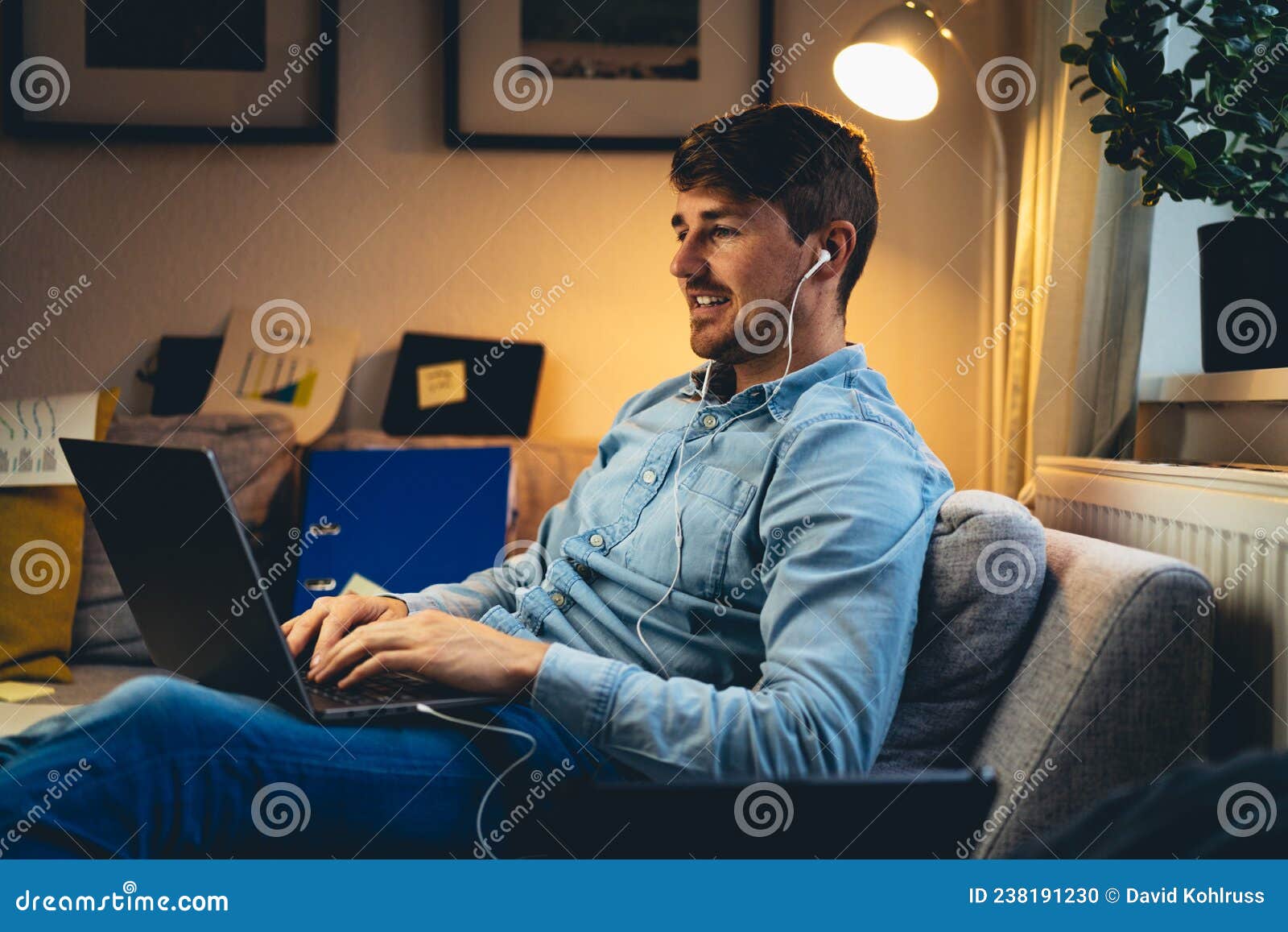 Relaxing Work from Home on Couch Stock Photo - Image of relaxed ...
