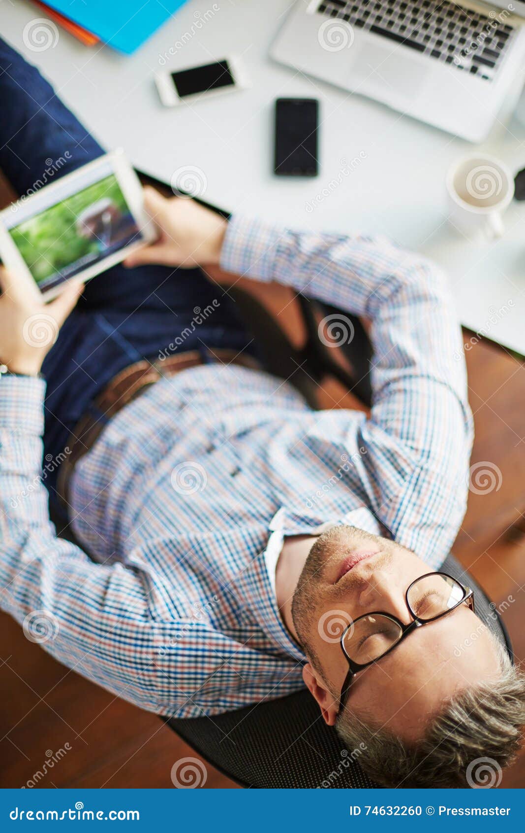 Relaxing at work stock photo. Image of happy, caucasian - 74632260