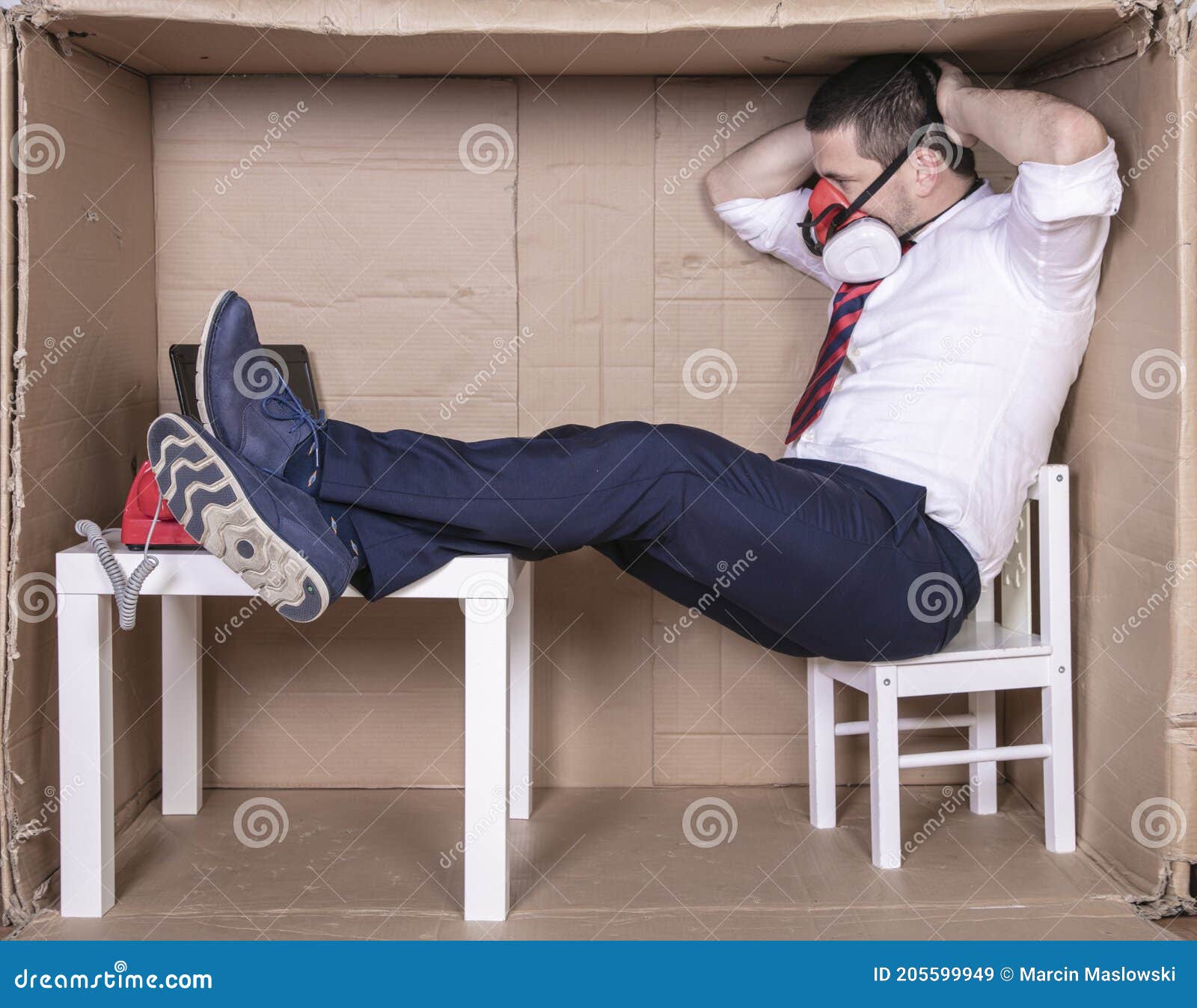 Relaxing while Working in a Small Office Stock Image - Image of ...