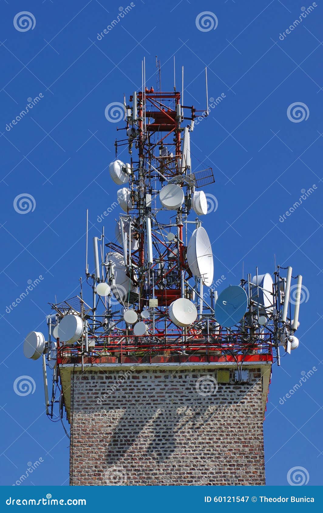 Relay Antennas and the Blue Sky in Background - Postavaru Mountains ...