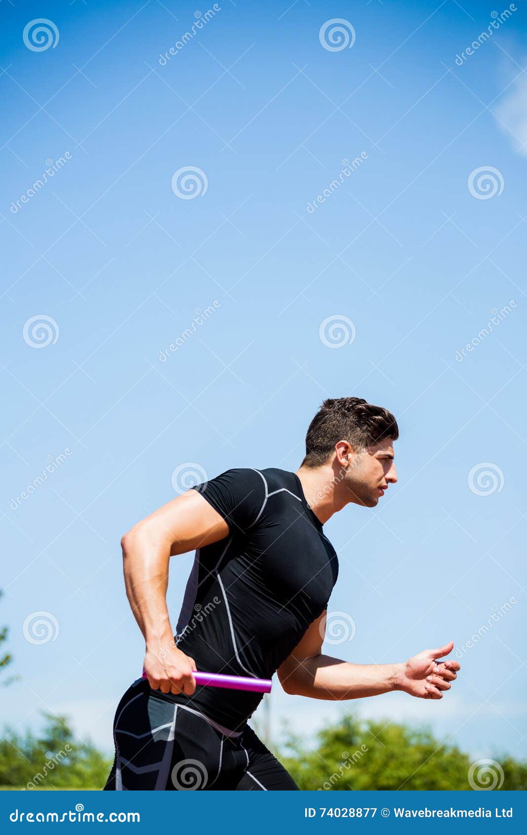 Relay Athlete Running with Baton Stock Image - Image of runner, adult ...