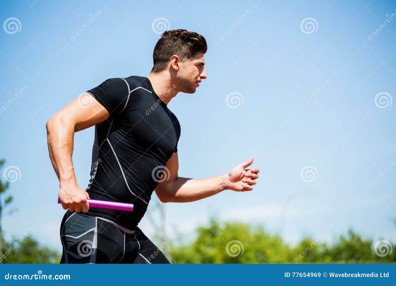 Relay Athlete Running with Baton Stock Image - Image of sports, active ...