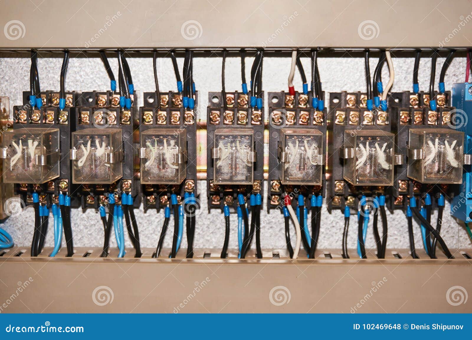 The Relay is Electrical with Wires and a Cable Assembly. Industrial ...