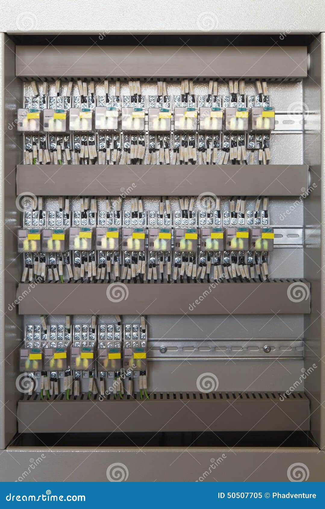 Relay Panel with Relays and Wires Stock Image - Image of connection ...