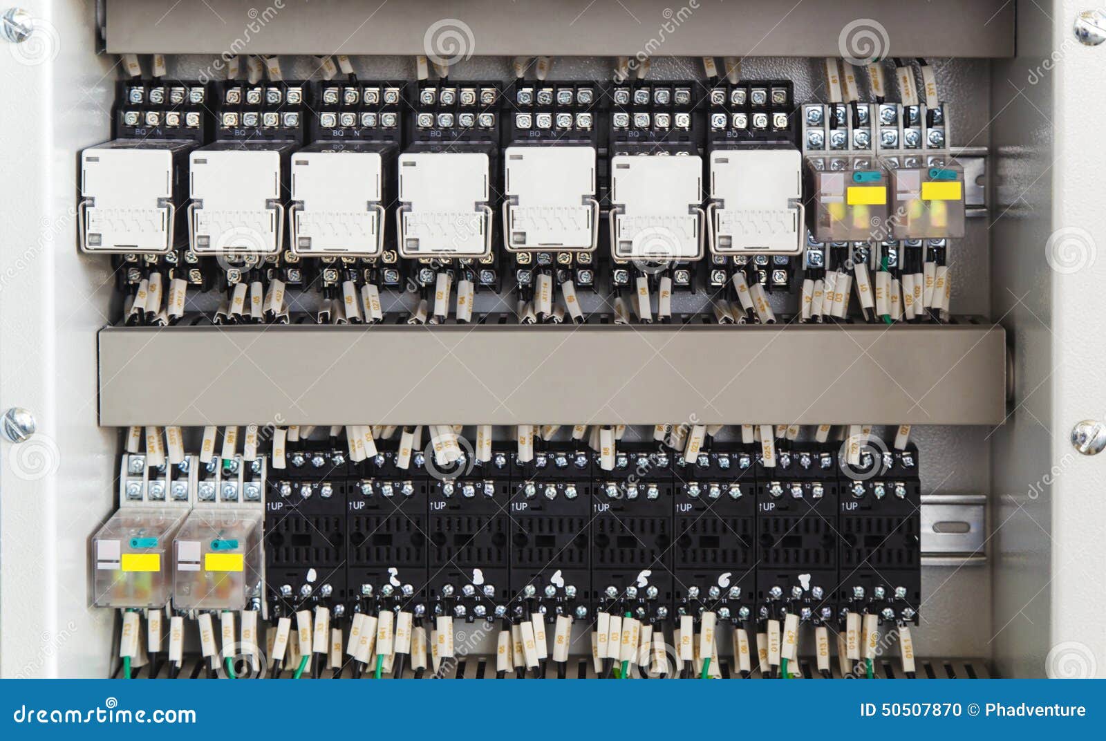 Relay Panel with Relays and Wires Stock Photo - Image of automatic ...