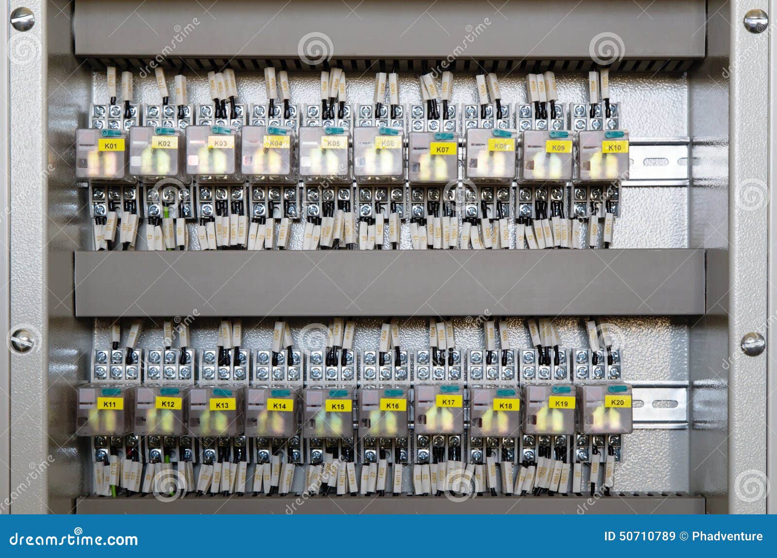 Relay Panel with Relays and Wires Stock Image - Image of connection ...
