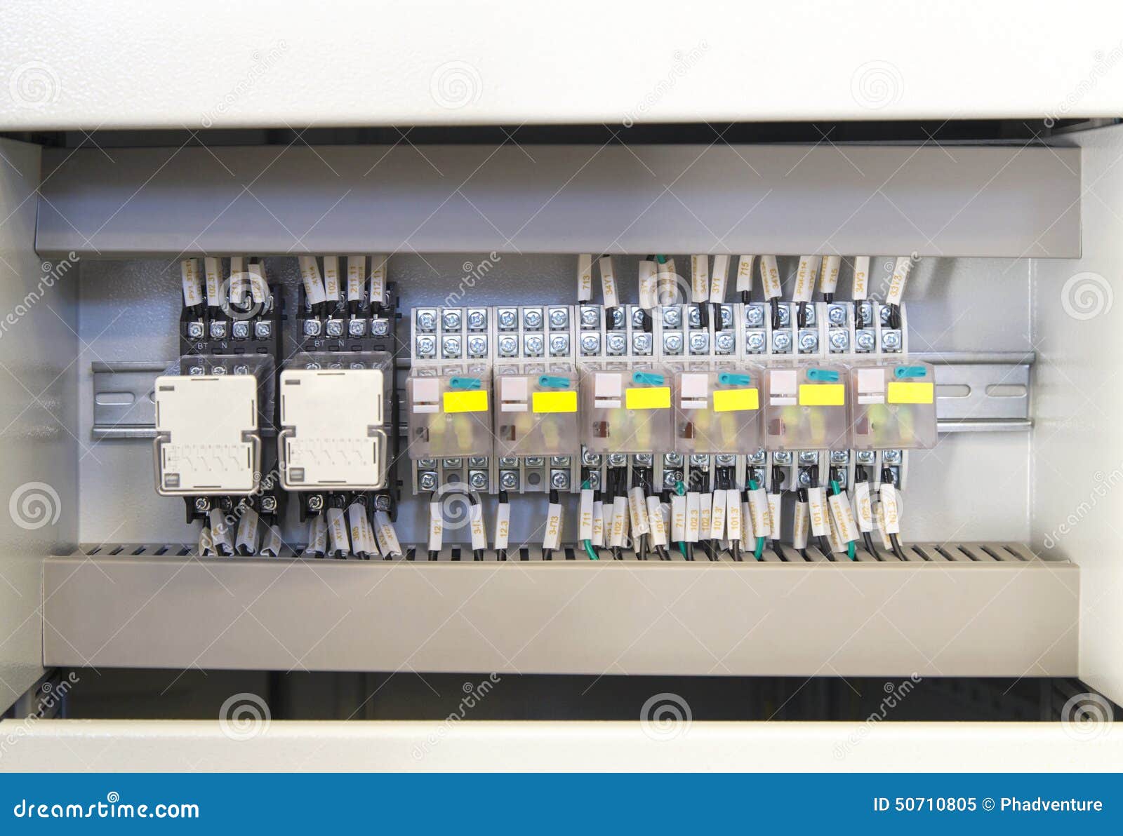 Relay Panel with Relays and Wires Stock Image - Image of automatization ...