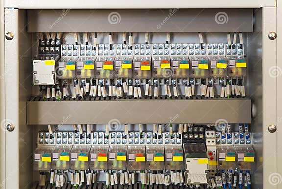 Relay Panel with Relays and Wires Stock Photo - Image of communications ...