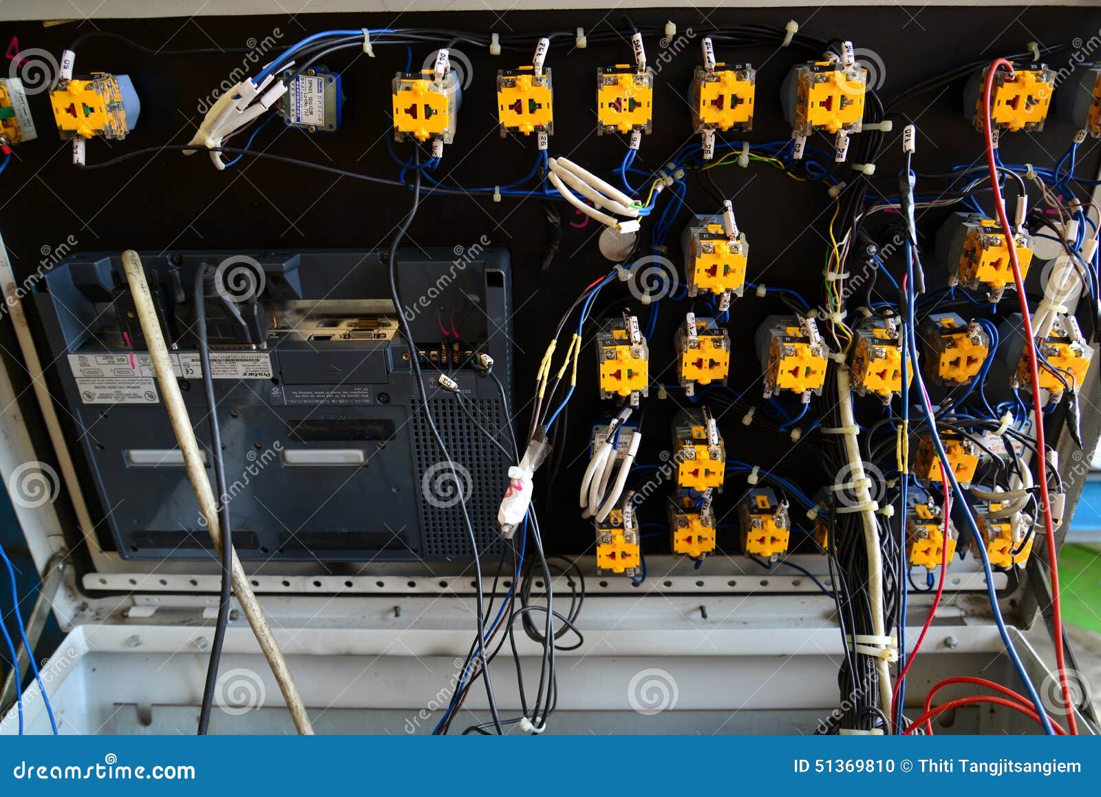 Relay Panel with Relays and Wires Stock Photo - Image of cable ...