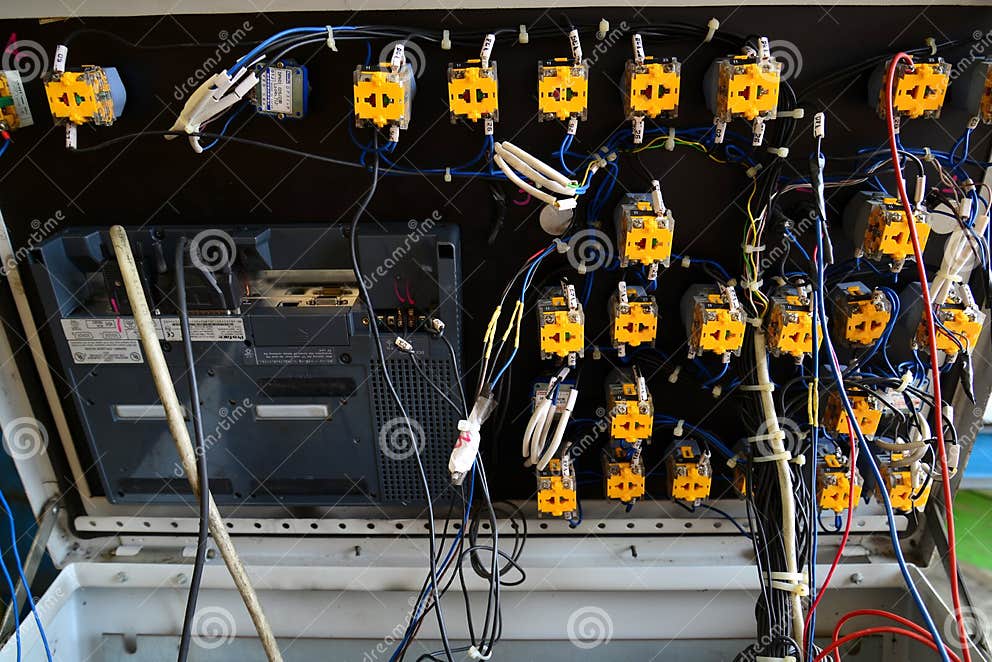 Relay Panel with Relays and Wires Stock Photo - Image of cable ...