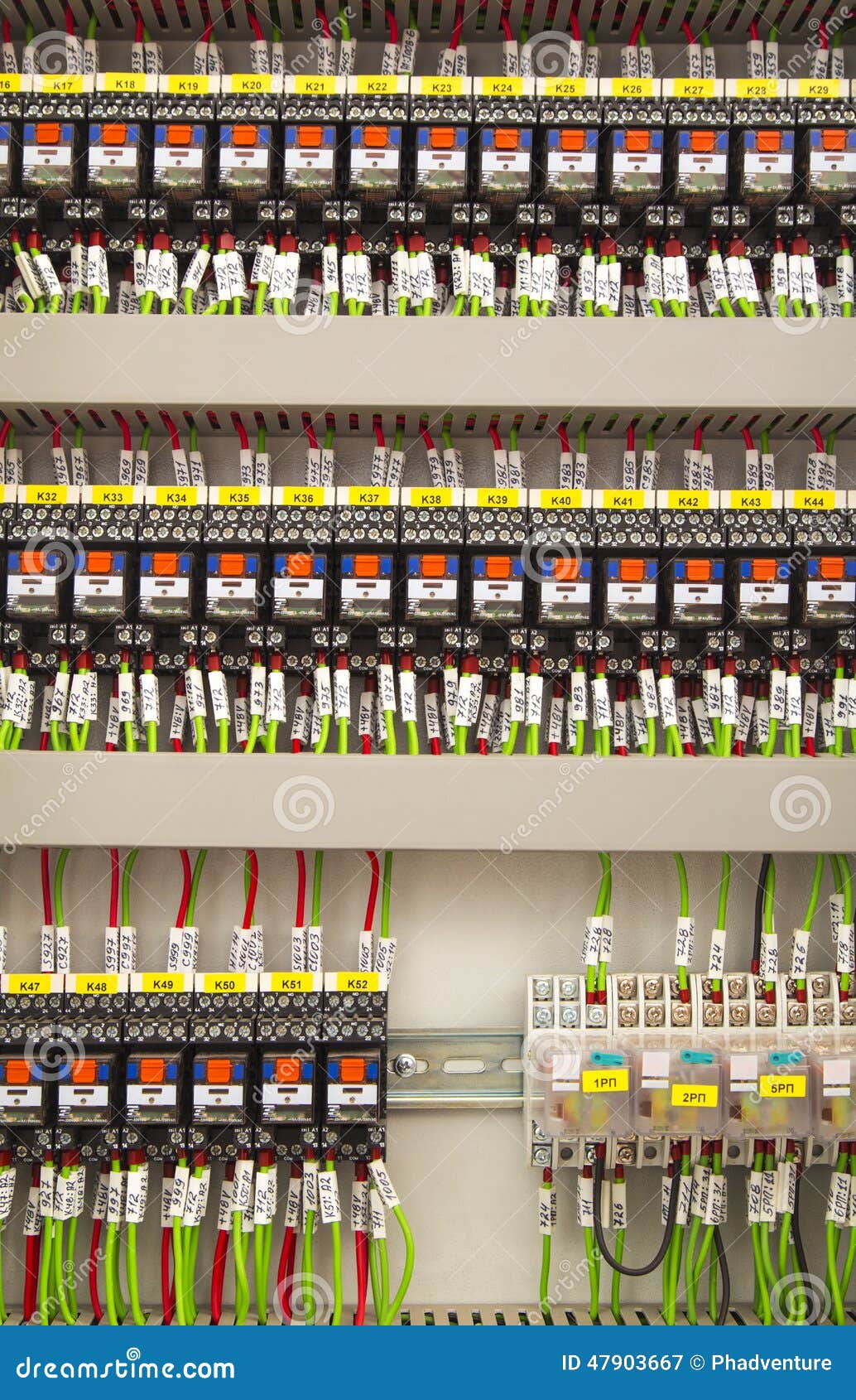 Relay Panel with Relays and Wires Stock Image - Image of automatic ...