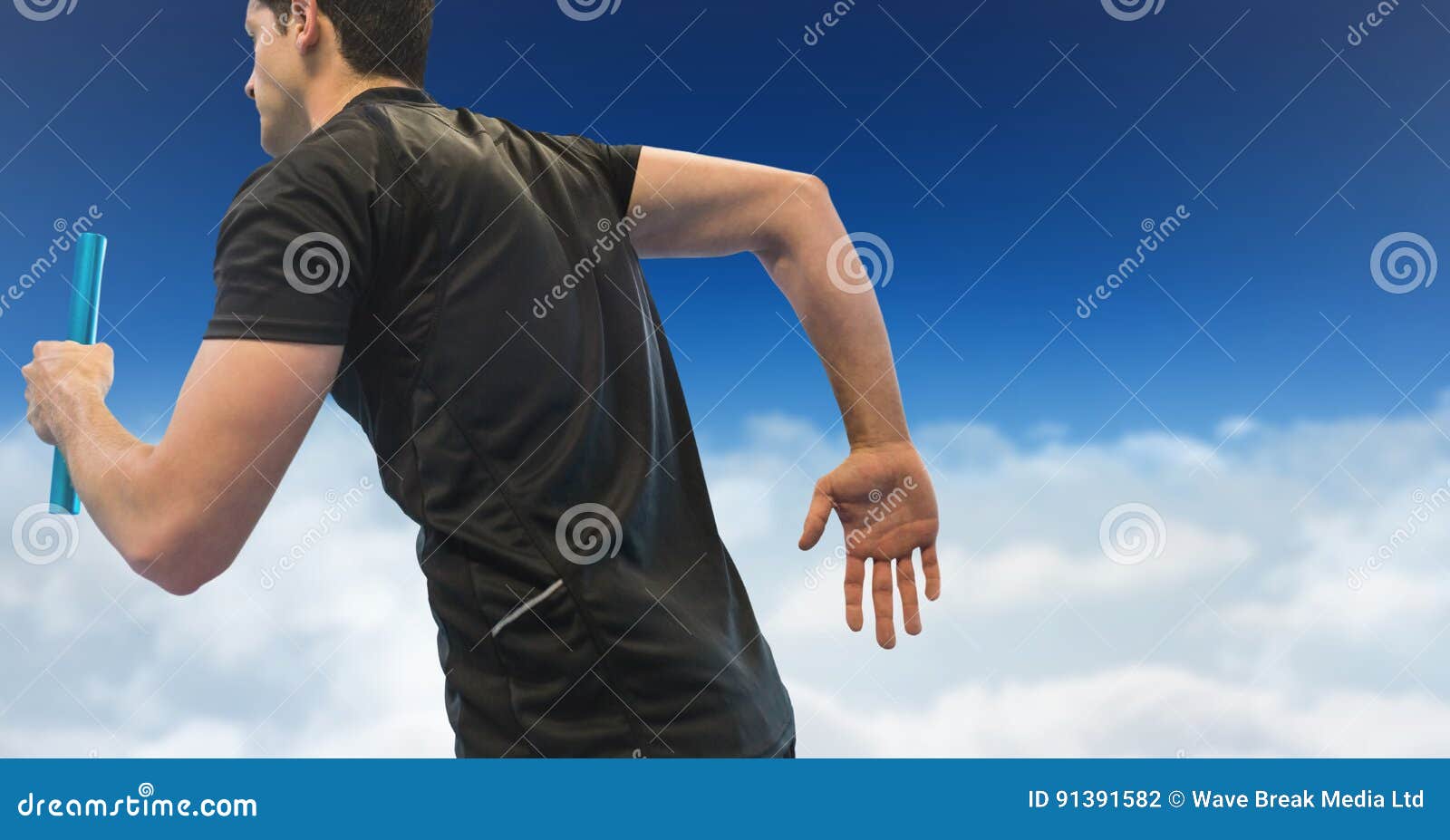 Relay Runner Against Stadium With Flares Stock Image | CartoonDealer ...