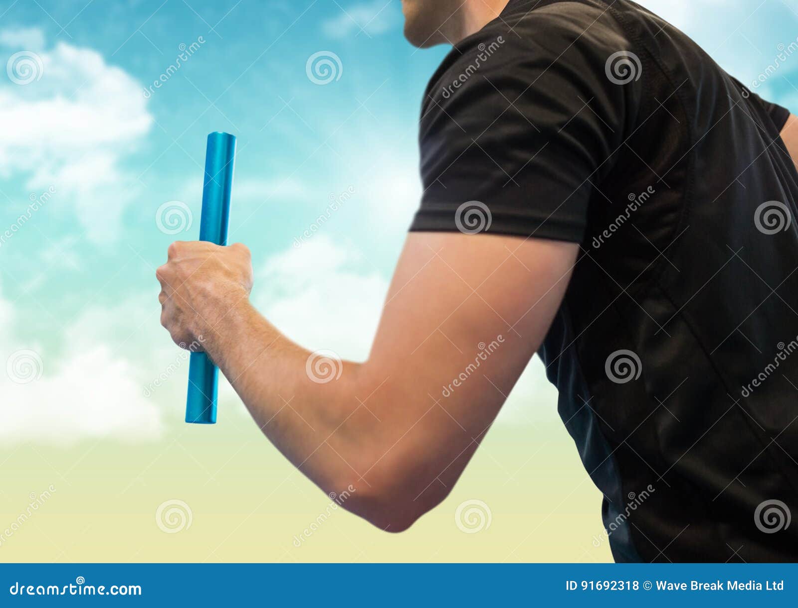 Relay Runner Against Stadium With Flares Stock Image | CartoonDealer ...