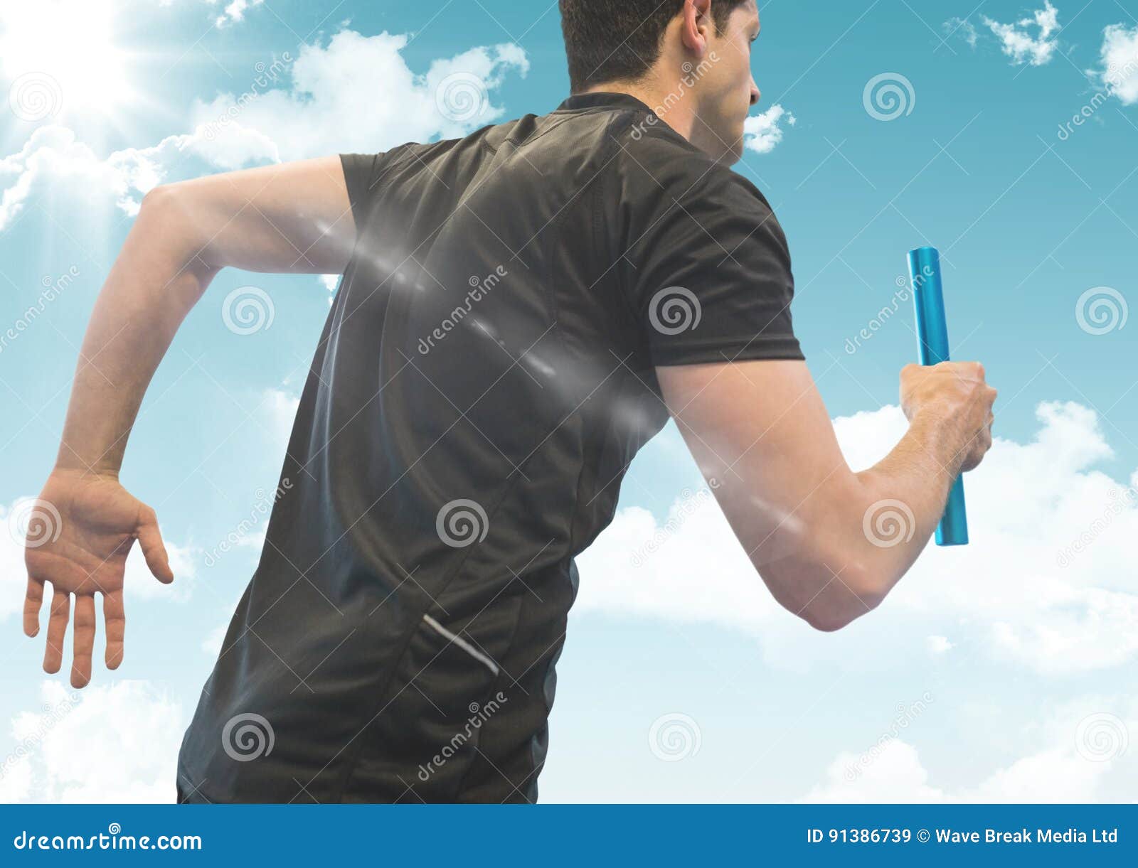 Relay Runner Against Stadium With Flares Stock Image | CartoonDealer ...