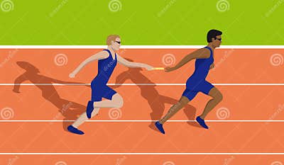 Relay runners stock vector. Illustration of track, victory - 5401590