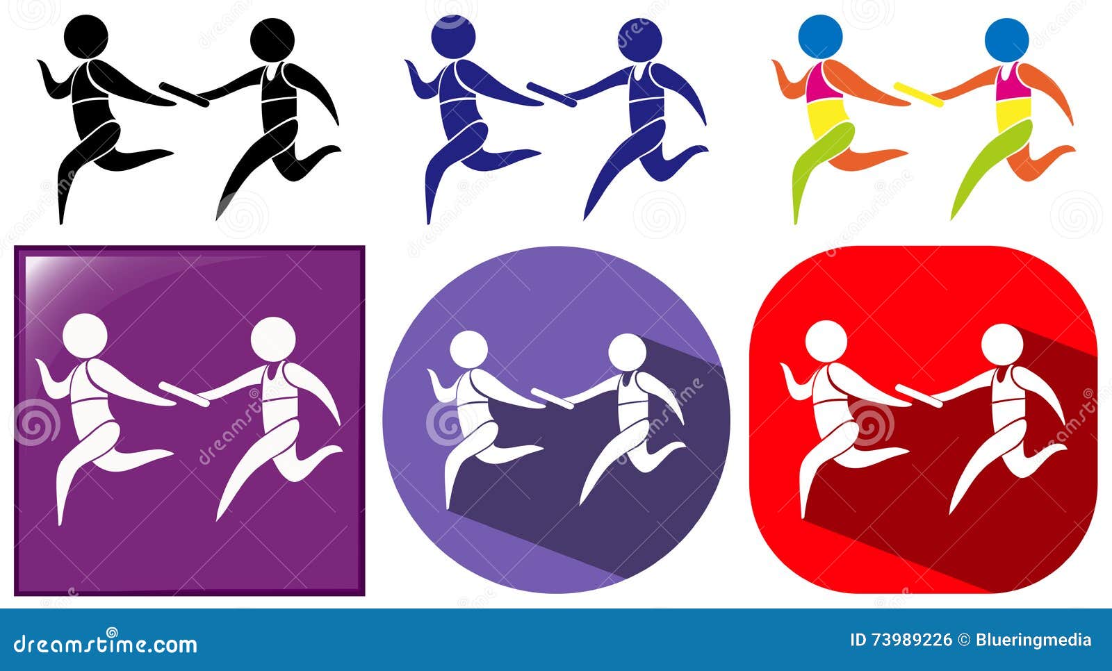 Relay Running Icon in Three Designs Stock Vector - Illustration of ...