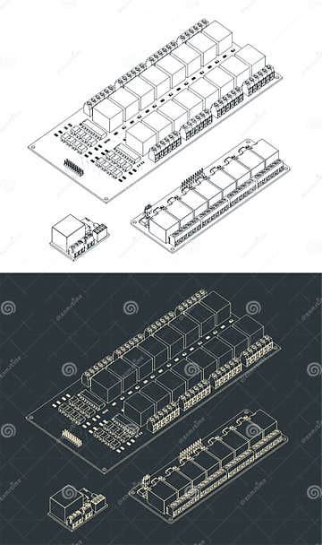 Relays Isometric Drawings Mini Set Stock Vector - Illustration of ...