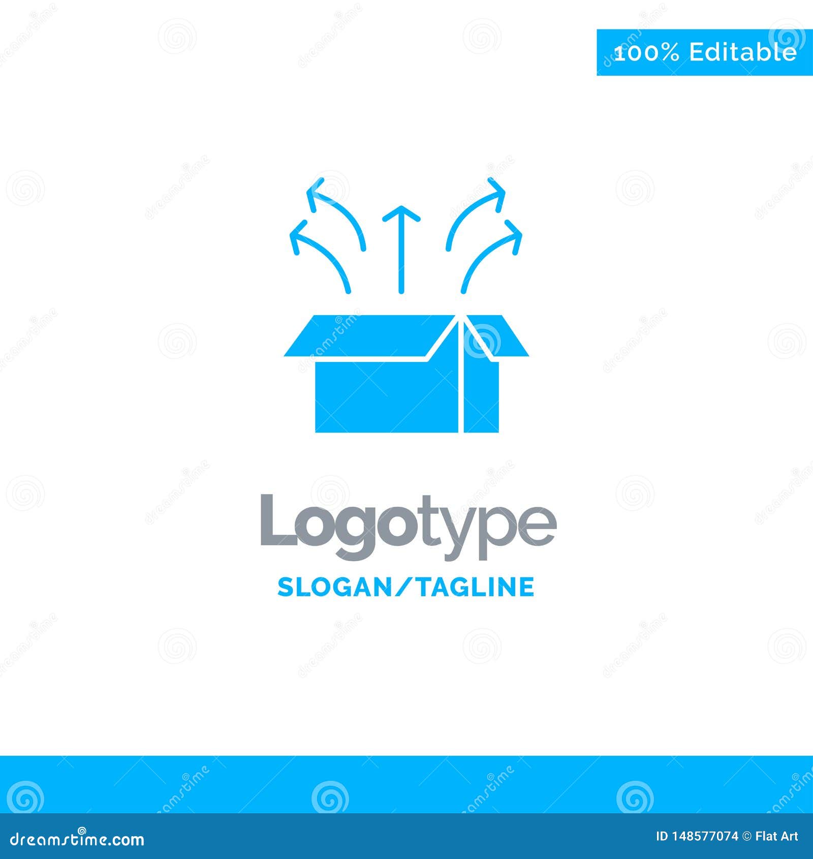Release, Box, Launch, Open Box, Product Blue Solid Logo Template. Place ...