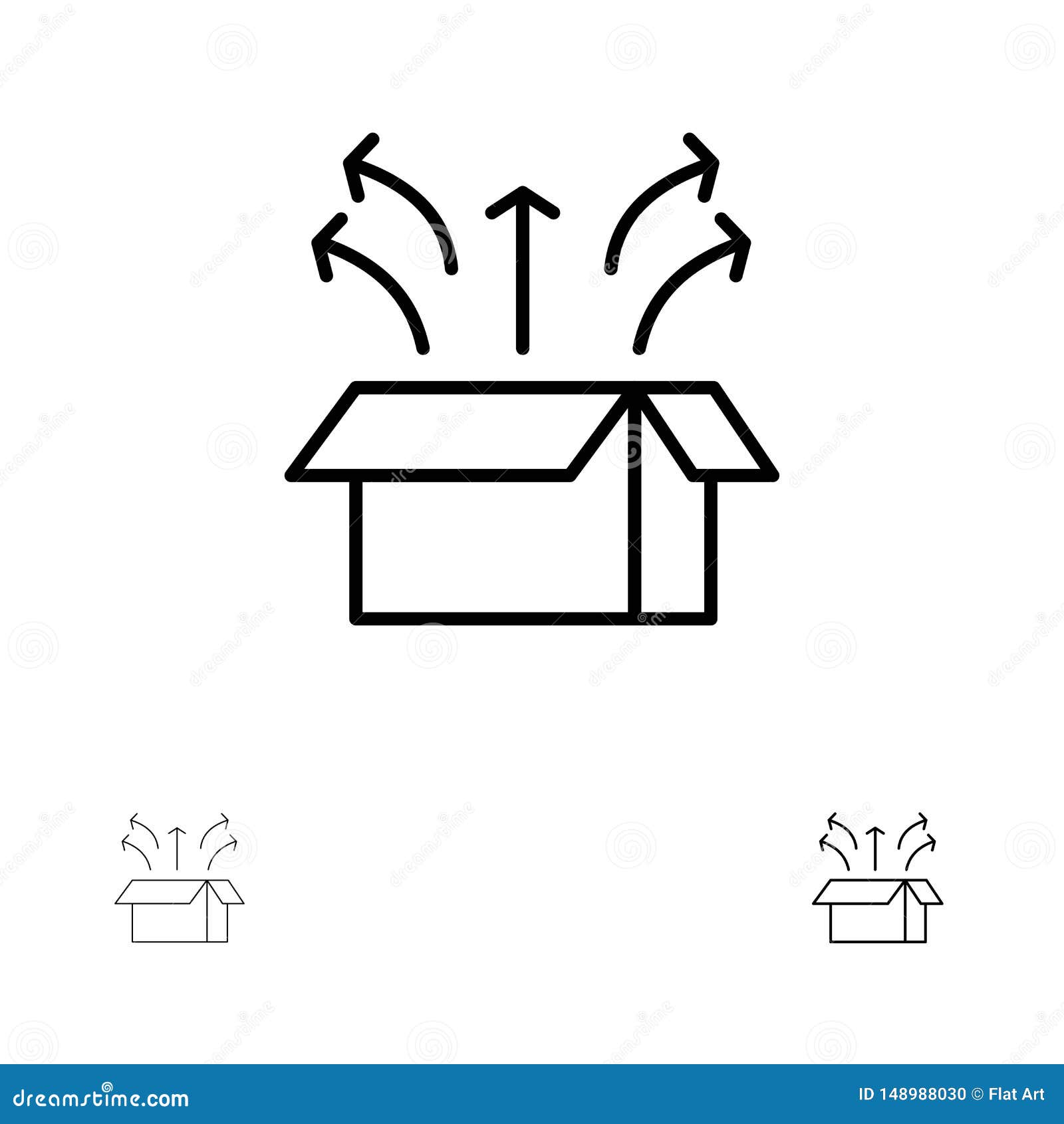 Release, Box, Launch, Open Box, Product Bold and Thin Black Line Icon ...