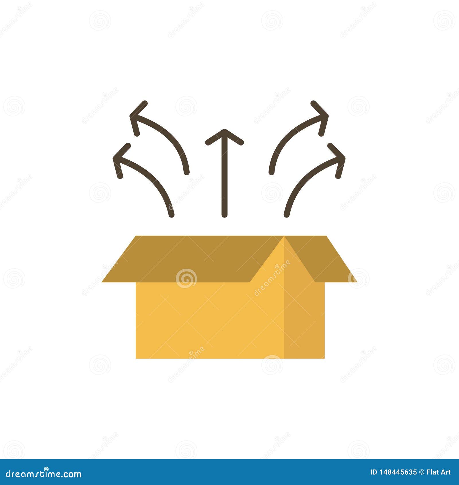 Release, Box, Launch, Open Box, Product Flat Color Icon. Vector Icon ...