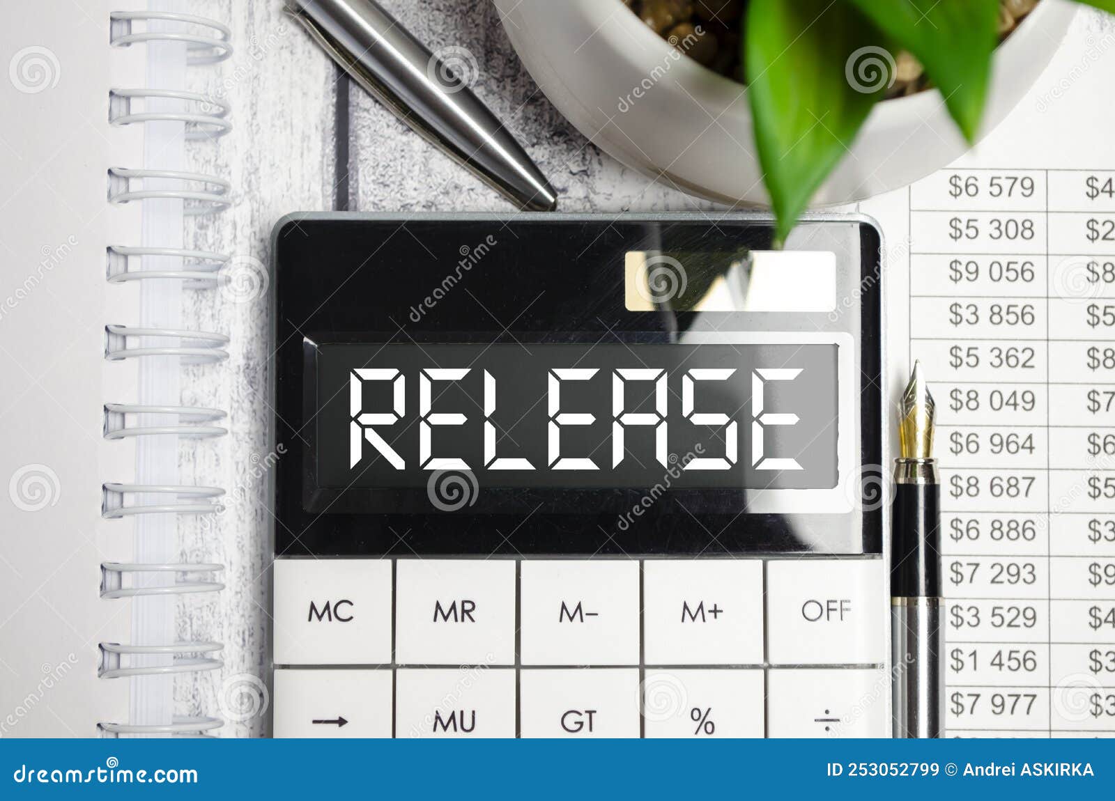 Release Words on Calculator Display and Charts Stock Image - Image of ...