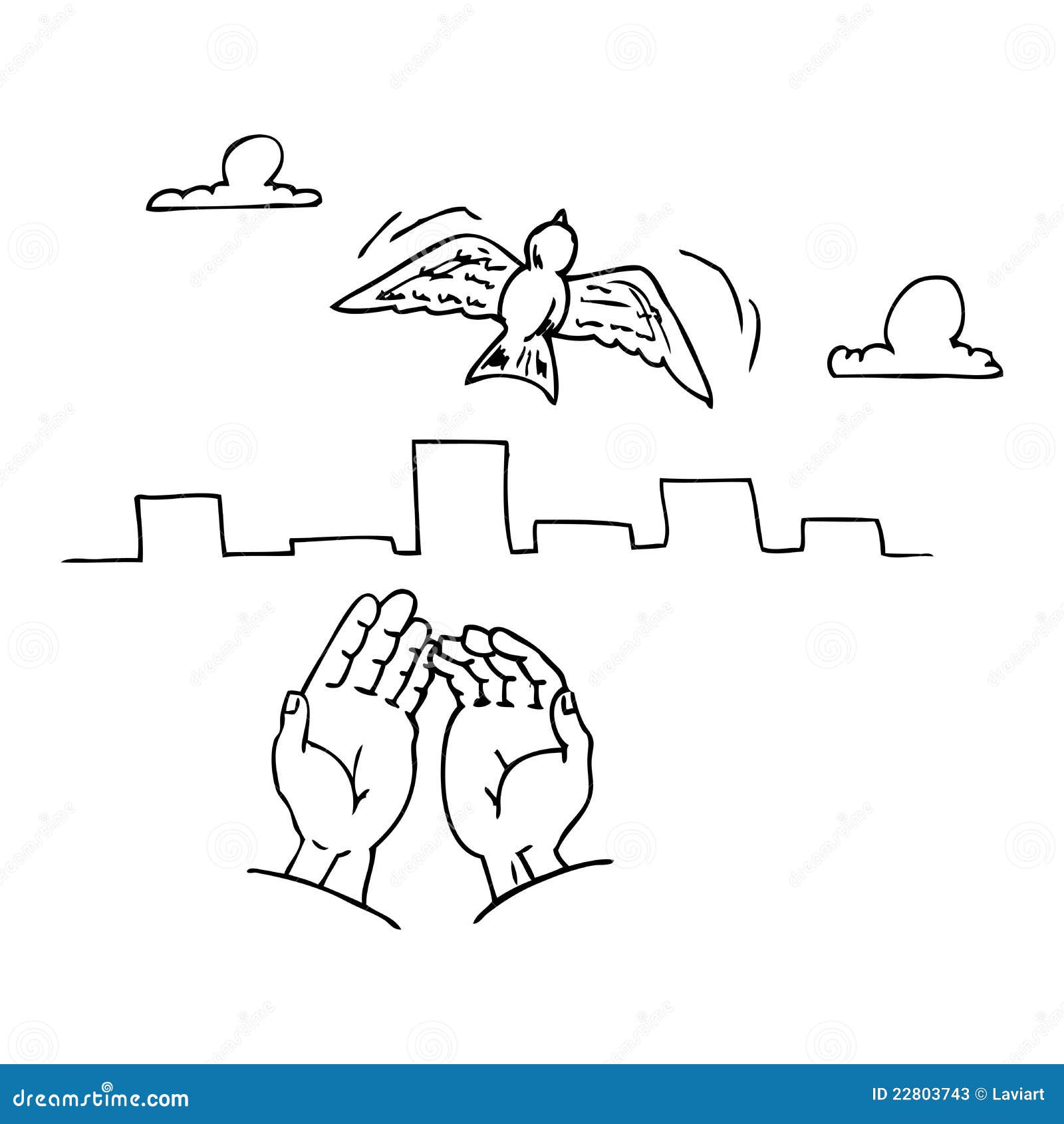 Releasing the birds stock illustration. Illustration of handmade - 22803743