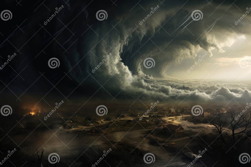 Relentless Destructive Tornado Vortex. Generate Ai Stock Image - Image ...