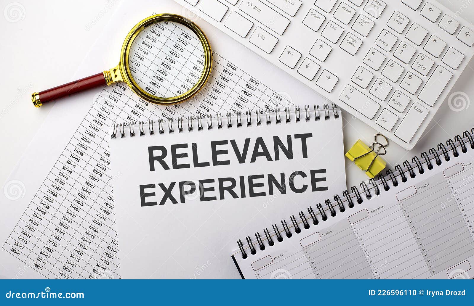 RELEVANT EXPERIENCE Text Written on a Notebook on Chart with Keyboard ...