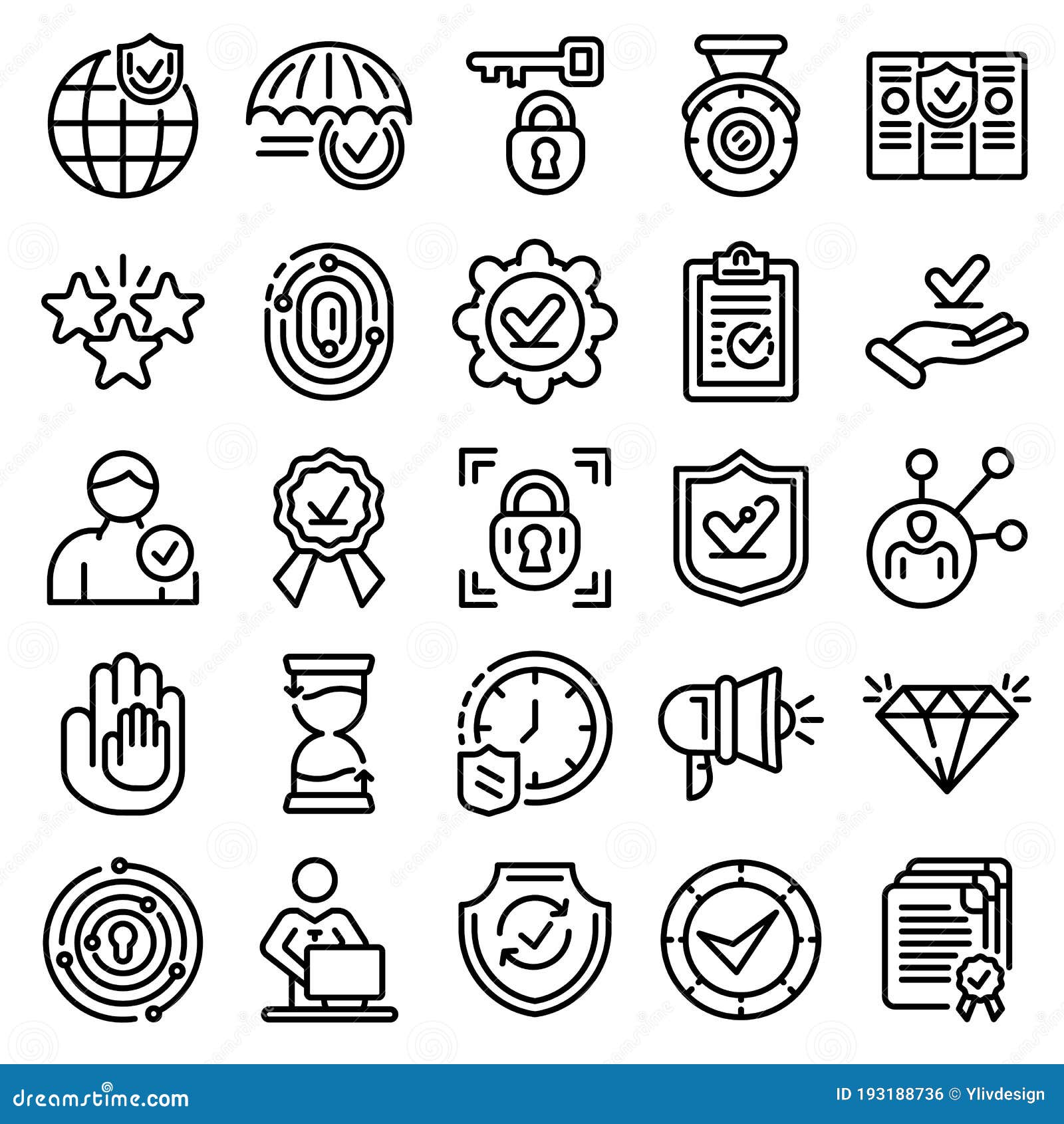 Reliability Icons Set, Outline Style Stock Vector - Illustration of ...