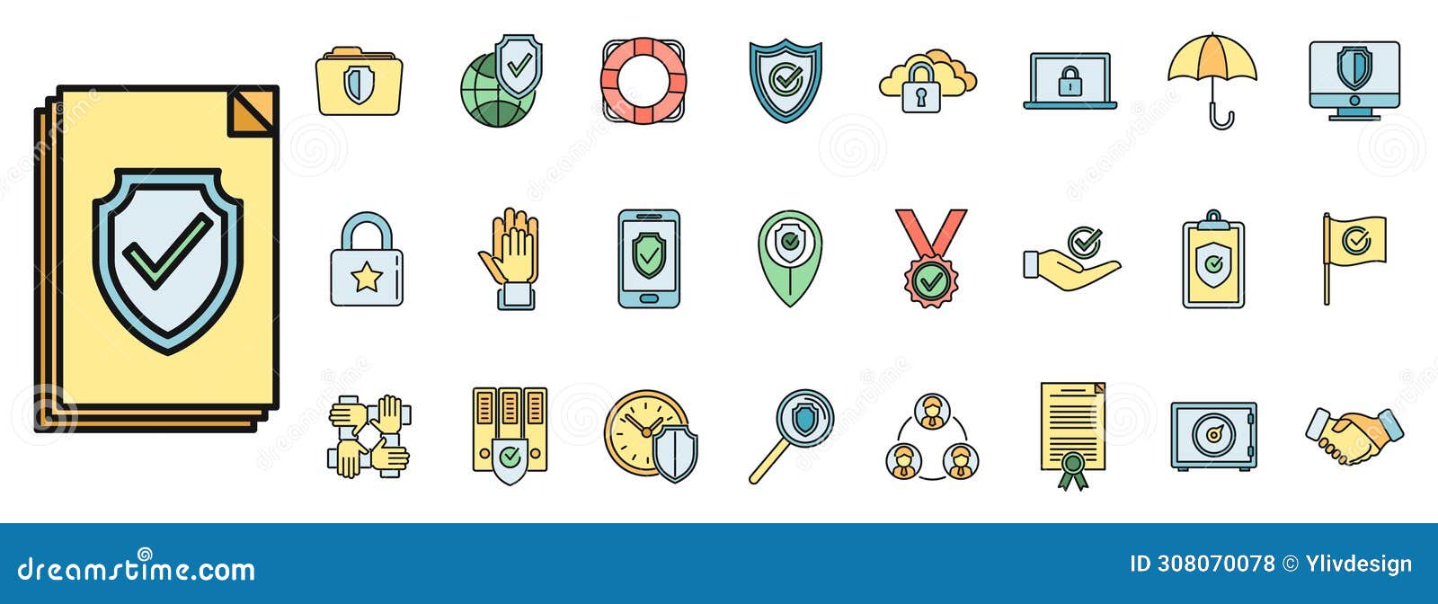 Reliability Principles Icons Set Vector Color Line Stock Illustration ...