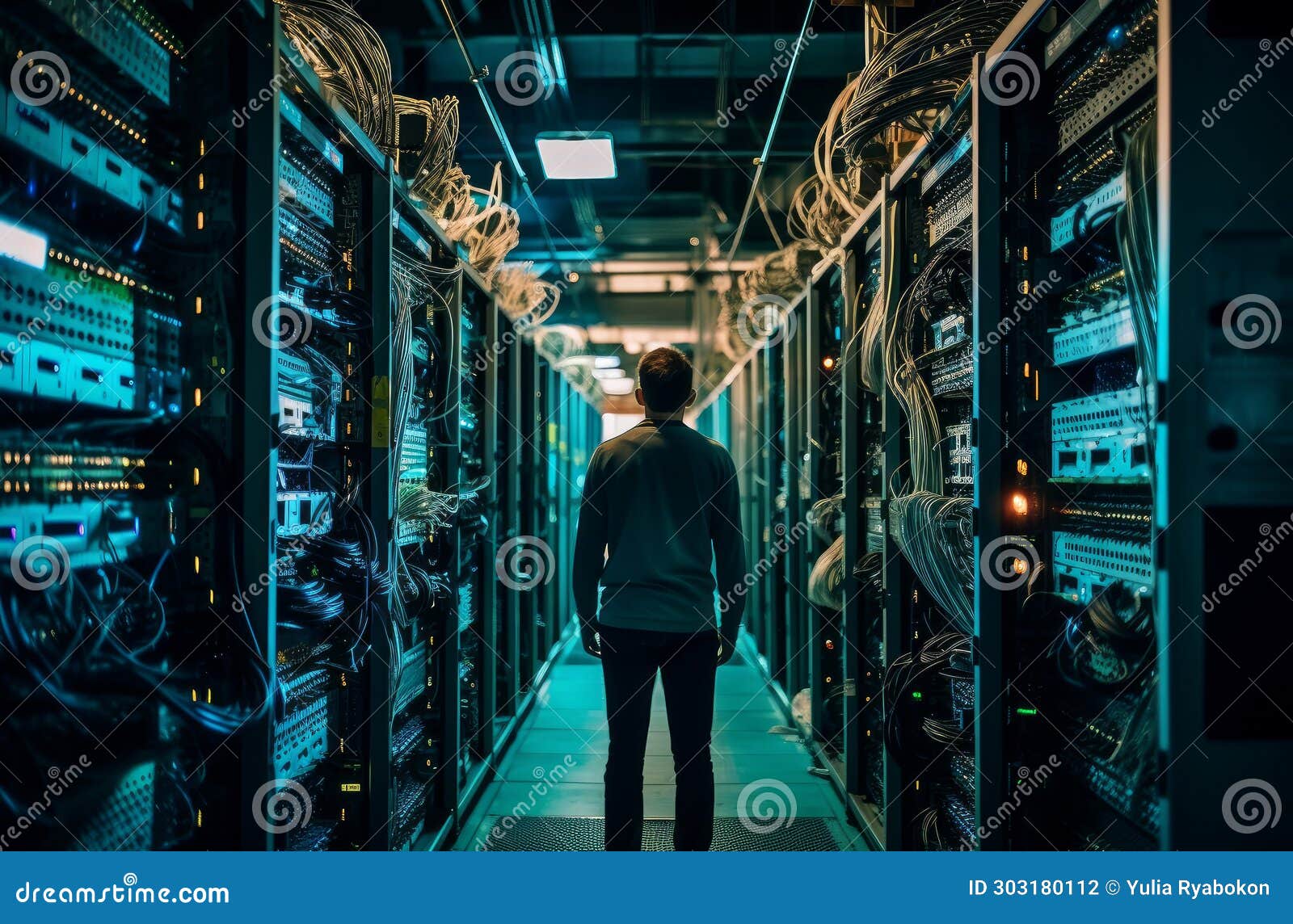 Reliable Man Data Center. Generate Ai Stock Photo - Image of ...