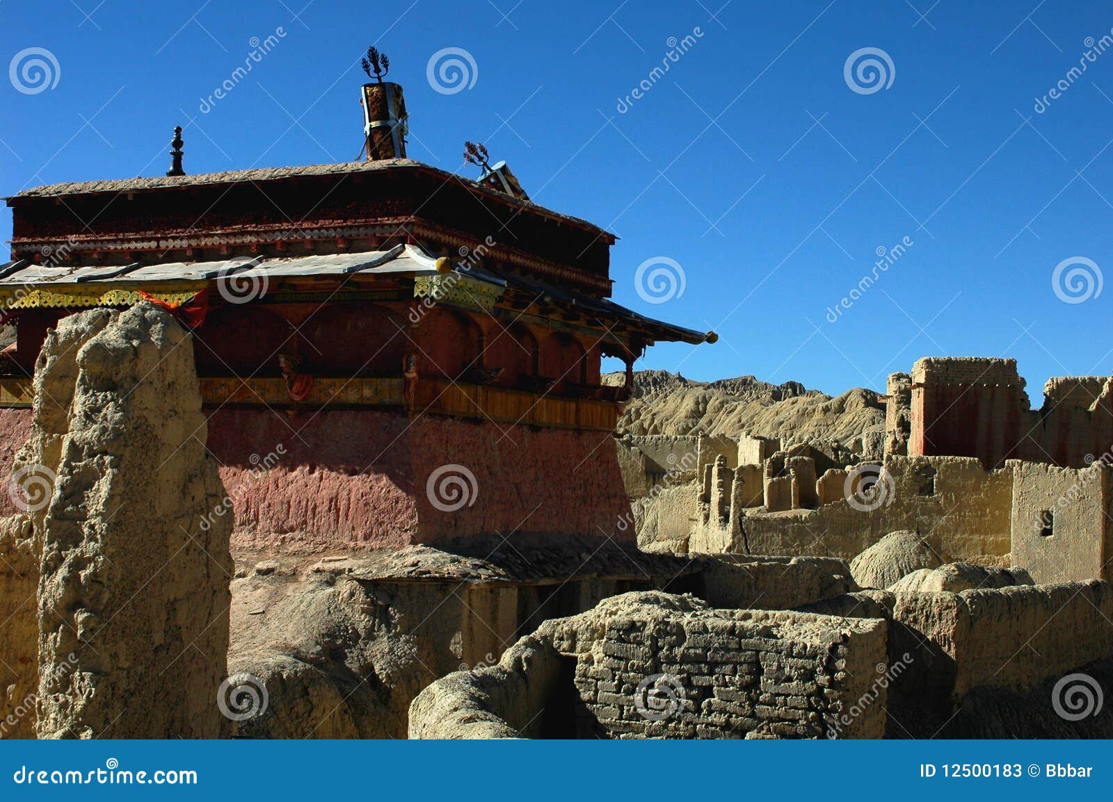 Relics of an Ancient Tibetan Castle Stock Image - Image of hills ...