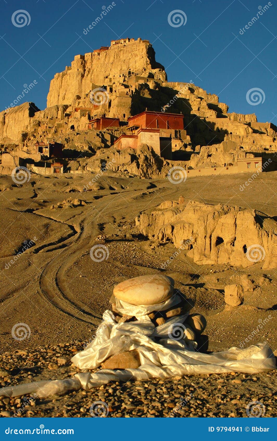 Relics of an Ancient Tibetan Castle Stock Image - Image of blue ...