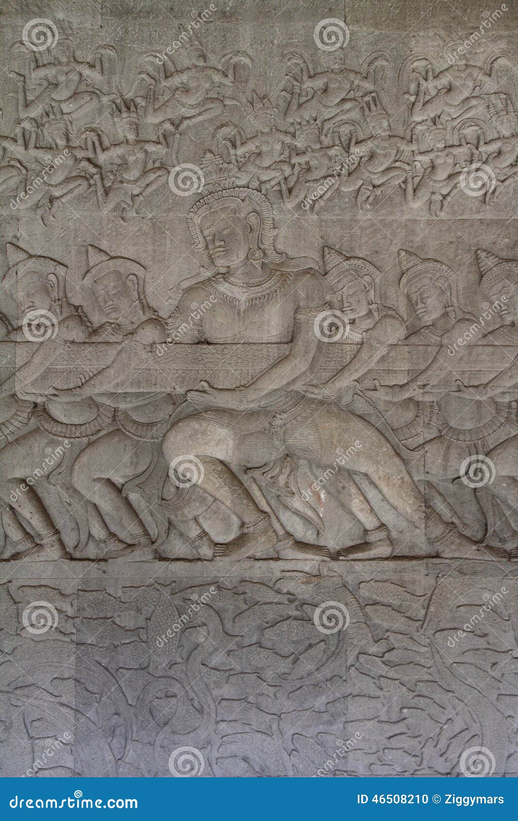 Relief of the Churning of the Ocean of Milk Stock Photo - Image of ...