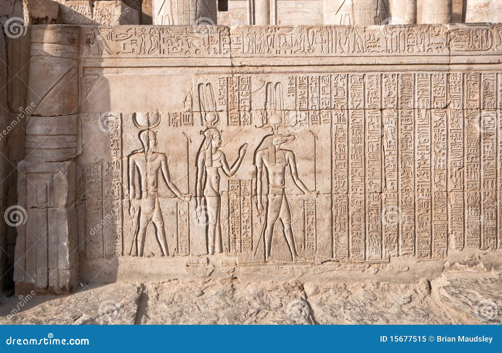 Relief from Kom Ombo, Egypt. Stock Image - Image of stone, reilef: 15677515