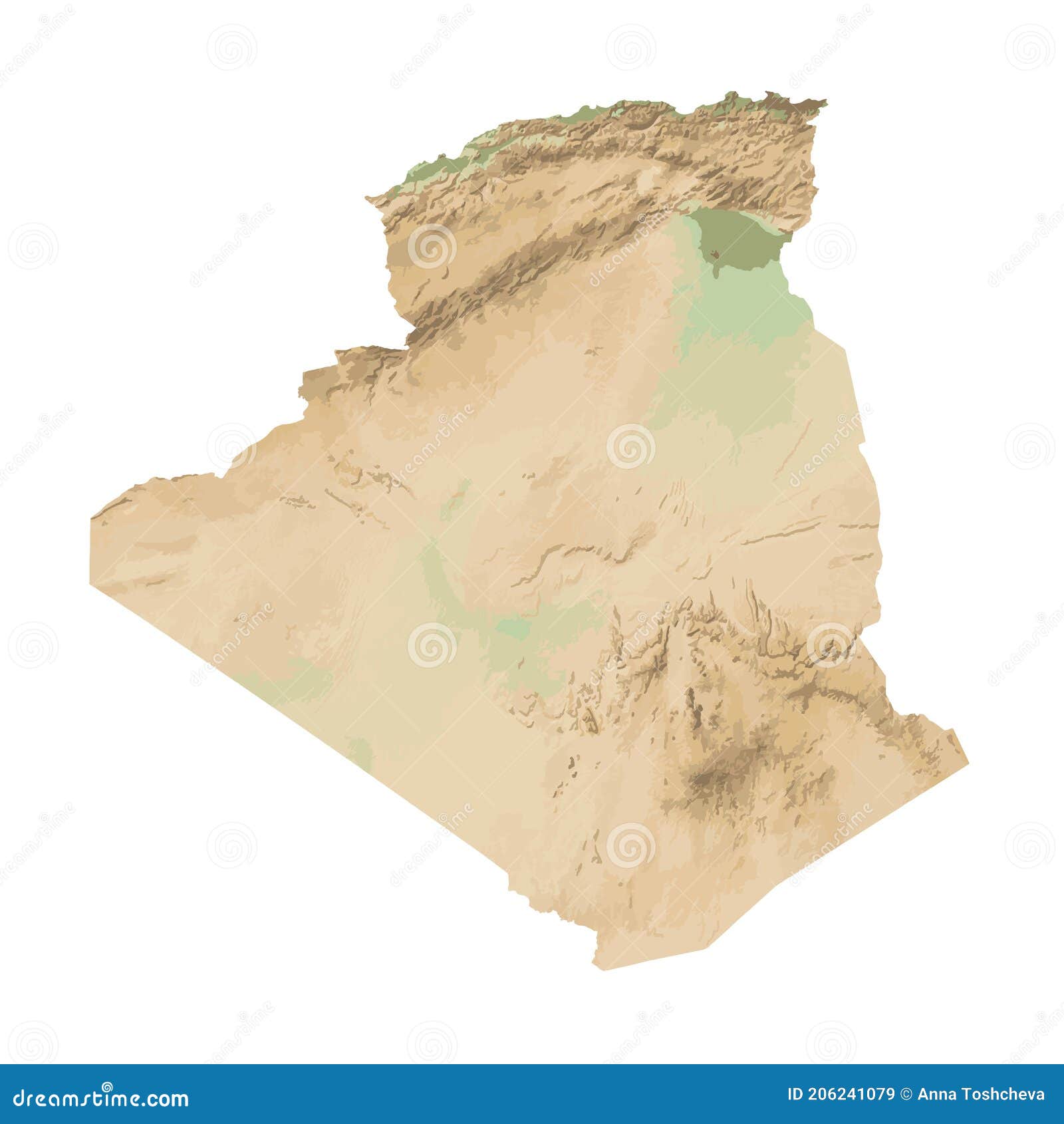 Relief Map of Algeria. Color Physical Map Stock Vector - Illustration ...