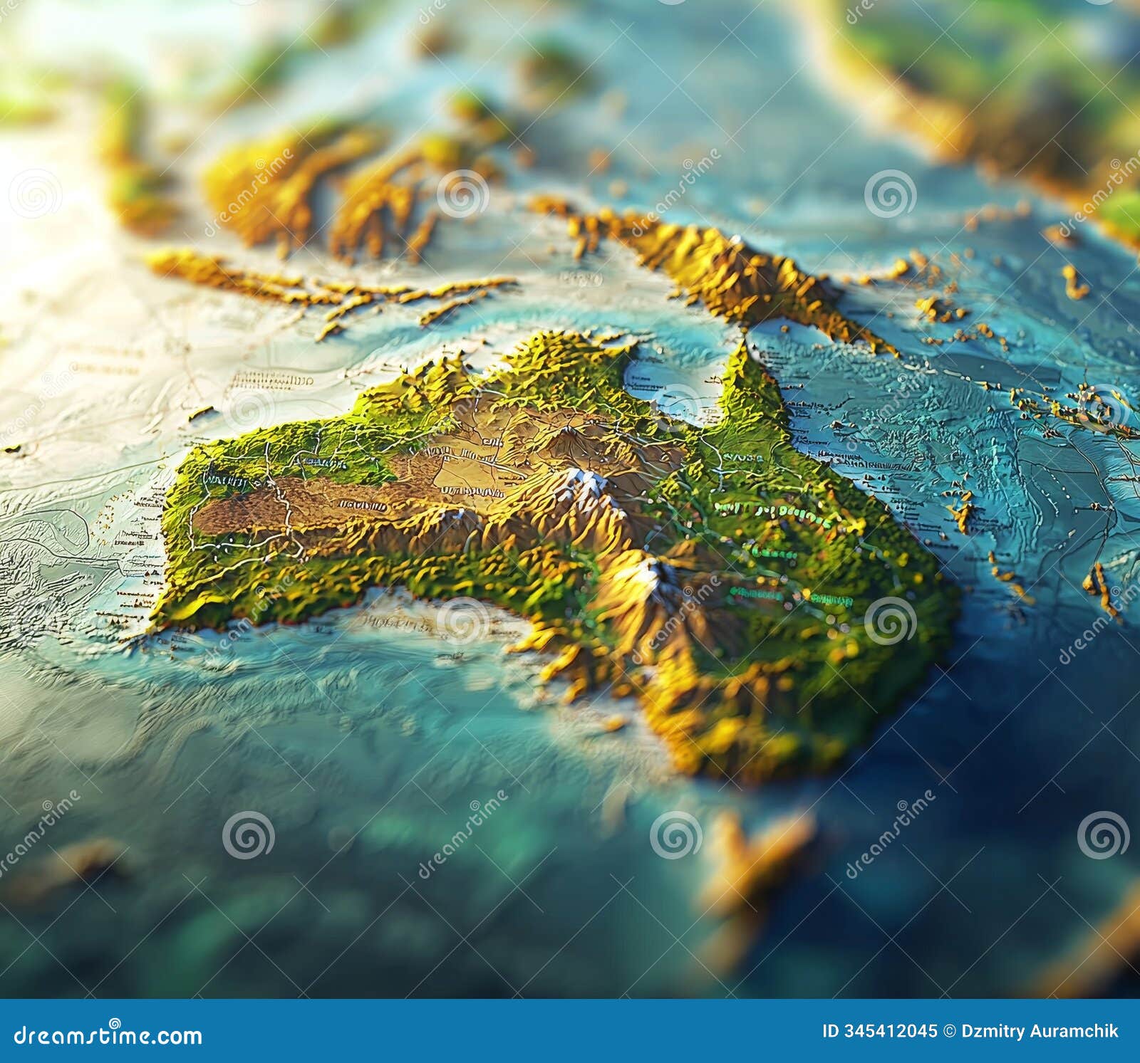 The Relief Map of Australia is Colored by Elevation Stock Image - Image ...