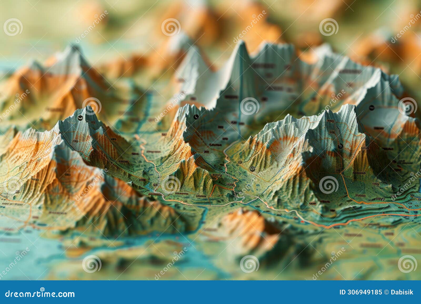 Relief Map with Mountains and Rivers Stock Image - Image of geology ...