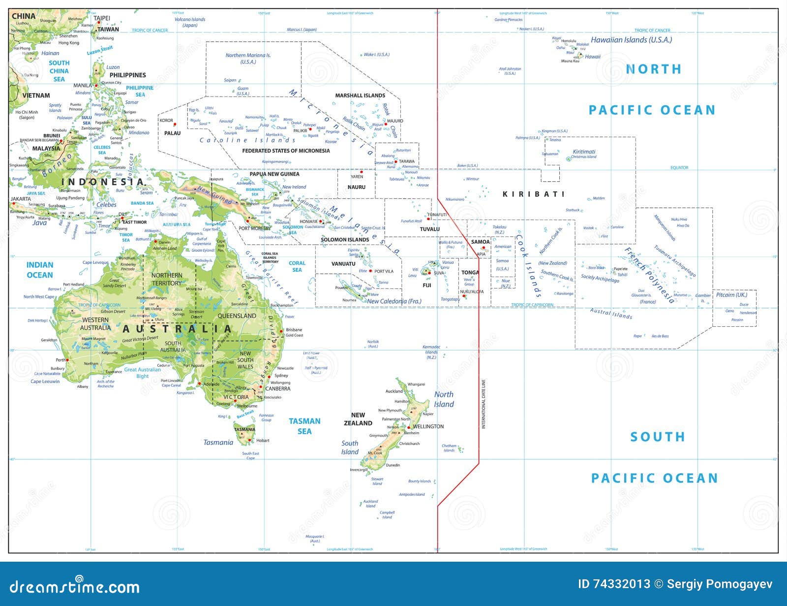 Oceania Map With Borders