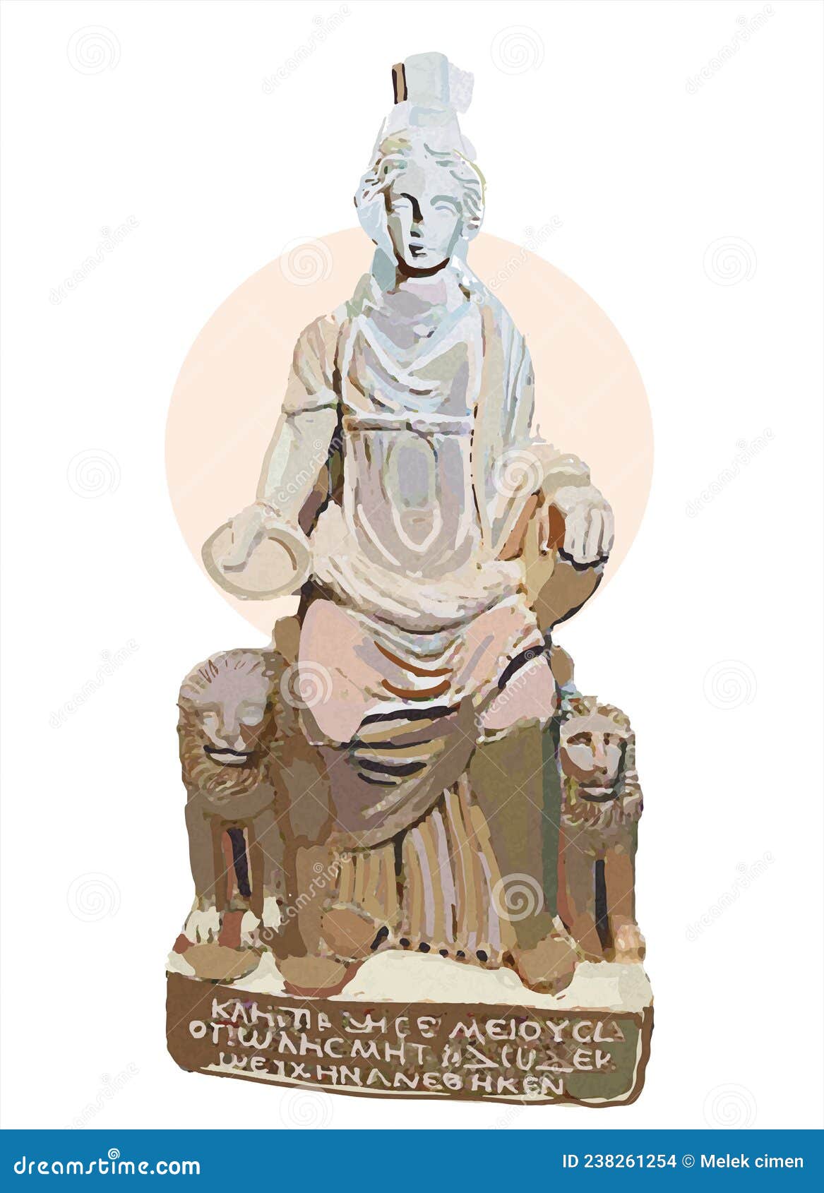 Relief of the Mother Goddess Kybele. Hand Drawing Vector Stock Vector ...