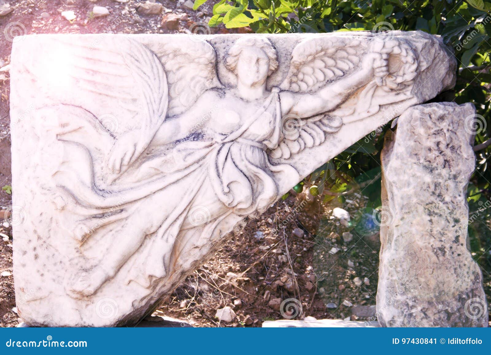 Relief of Nike, Winged ,Goddess of Victory at Ancient Ephesus Stock ...