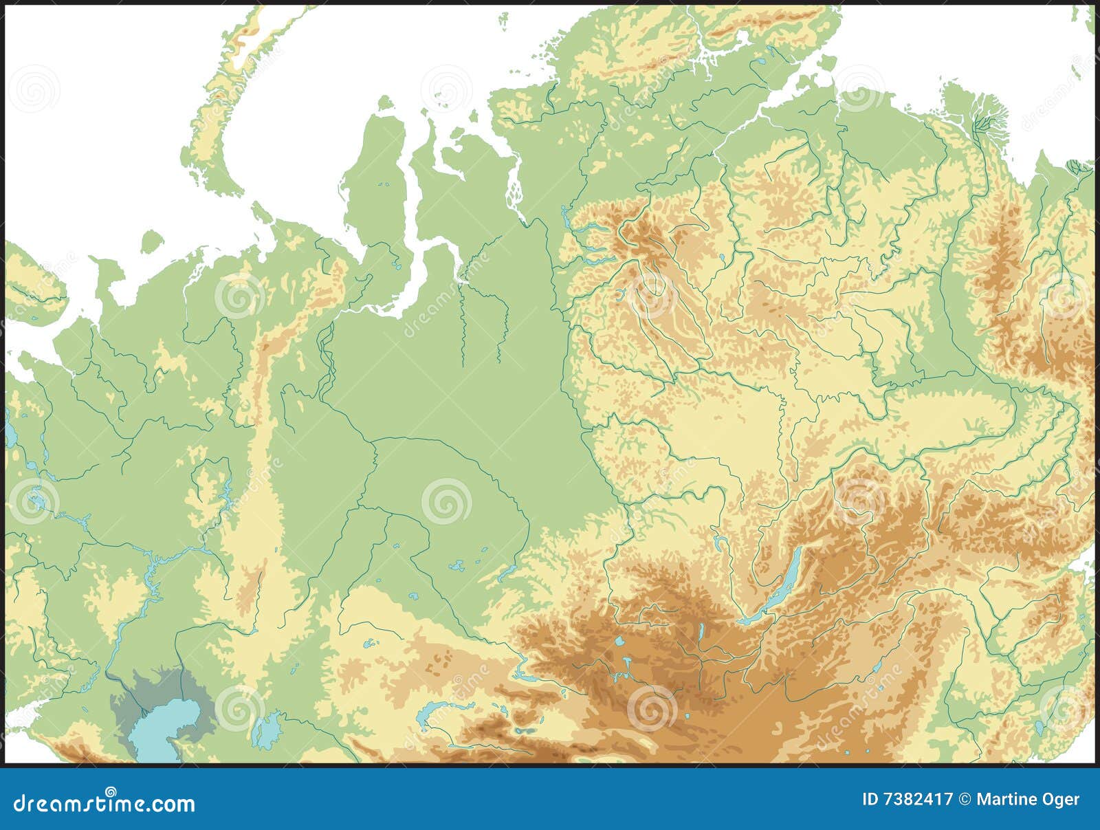 Relief of North Asia. stock vector. Illustration of world - 7382417