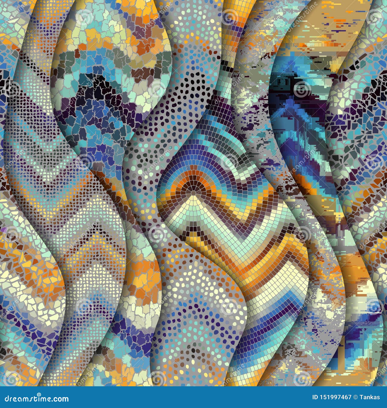 Relief Waves of Ornamental Mosaic Tile Patterns Stock Vector ...