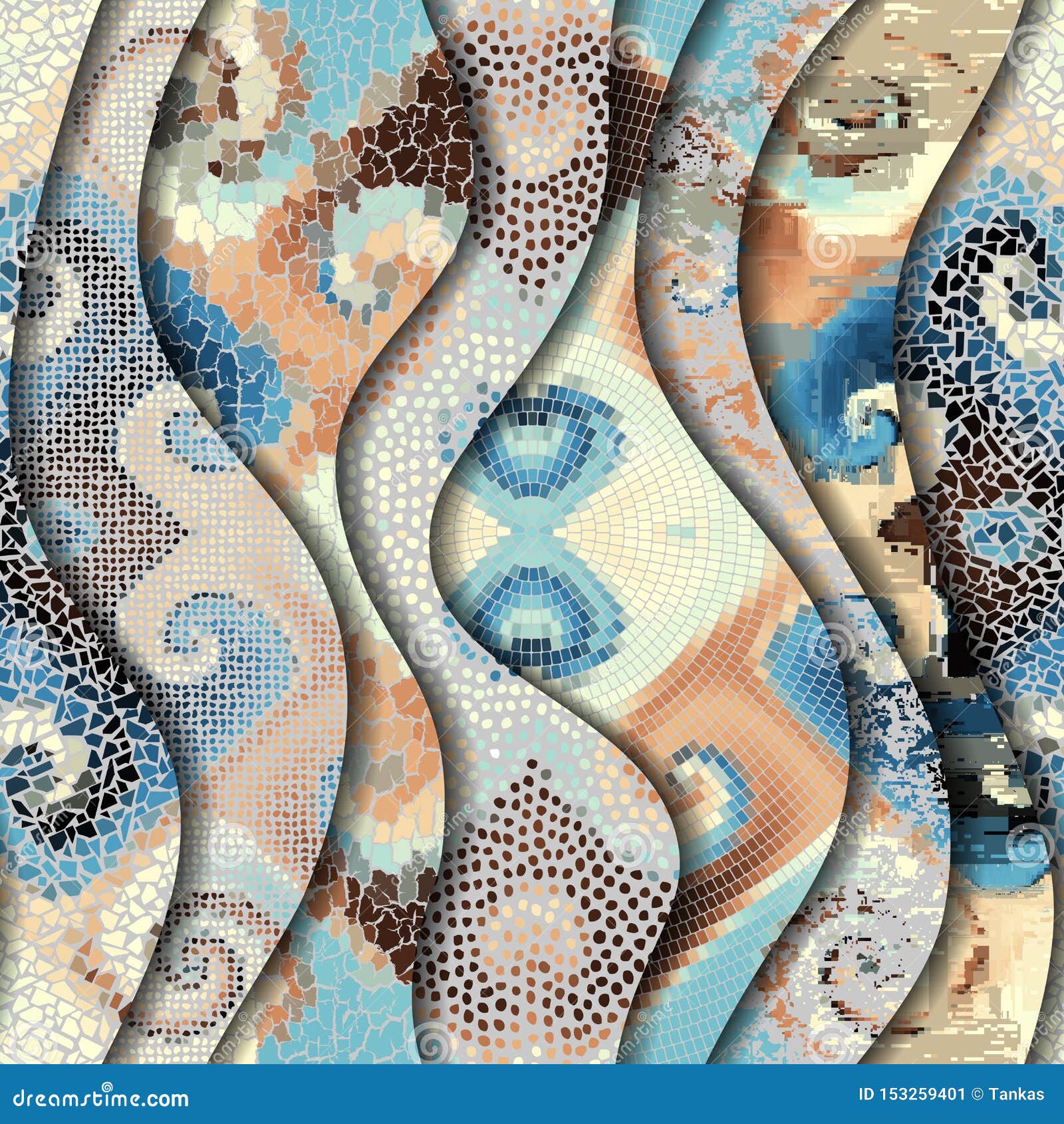 Relief Waves of Ornamental Mosaic Tile Patterns Stock Vector ...