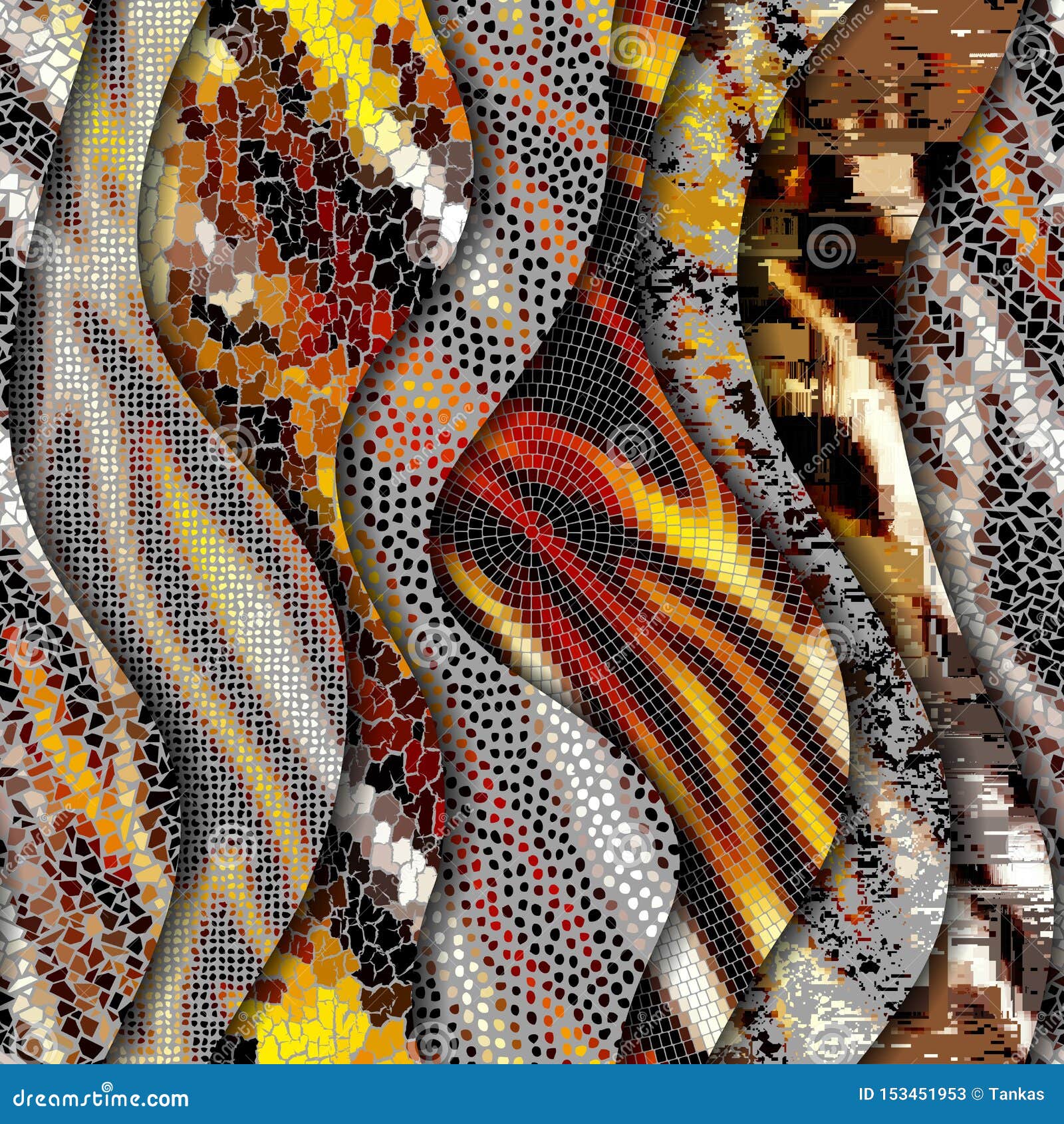 Relief Waves of Ornamental Mosaic Tile Patterns Stock Vector ...