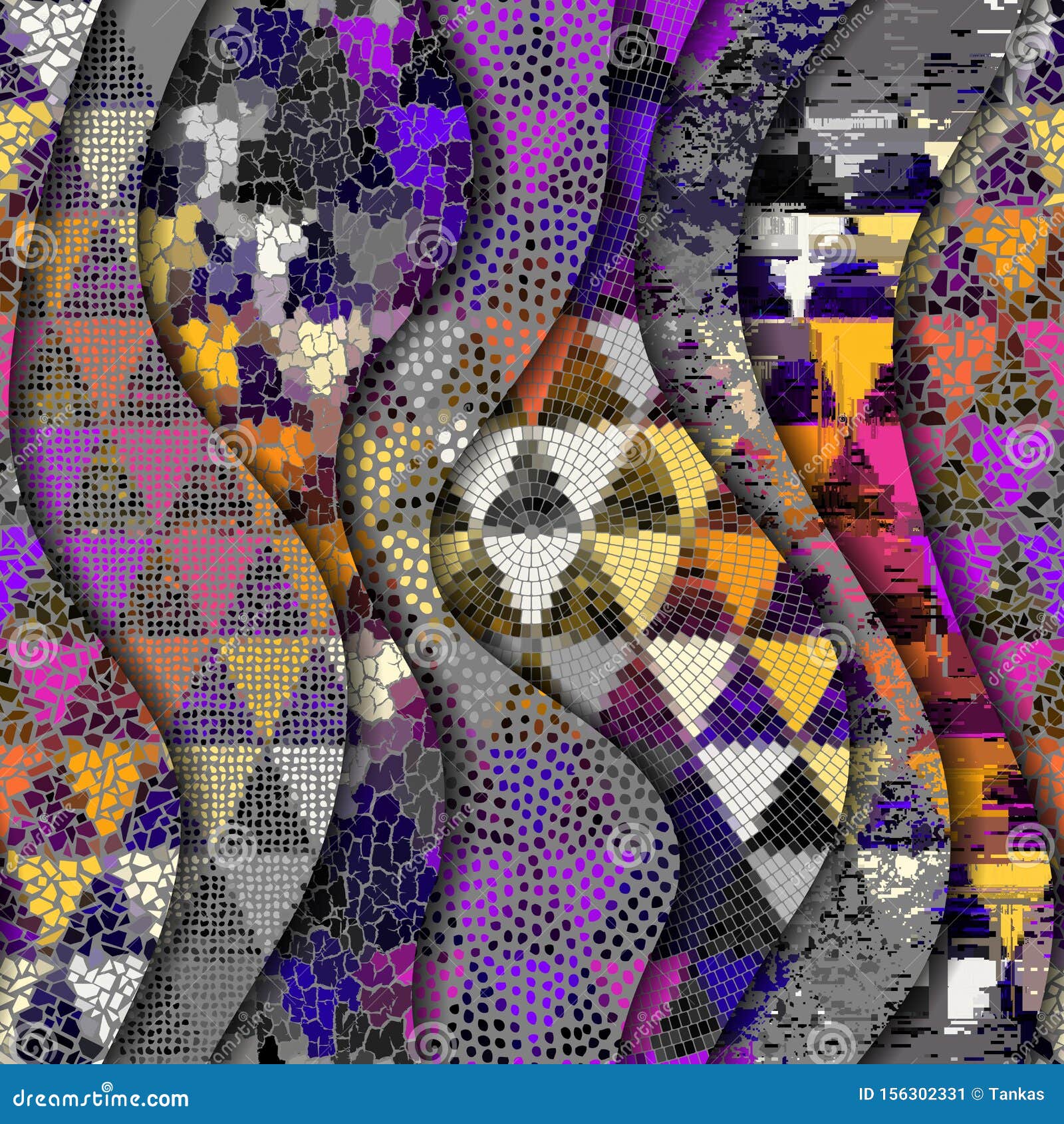 Relief Waves of Ornamental Mosaic Tile Patterns Stock Vector ...