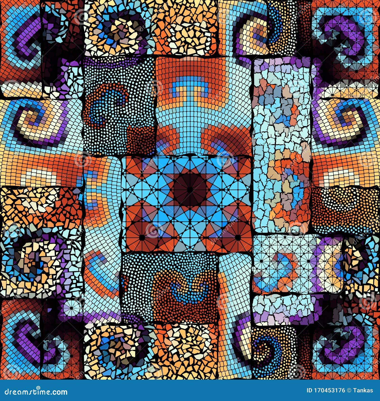 Relief Waves of Ornamental Mosaic Tile Patterns Stock Vector ...