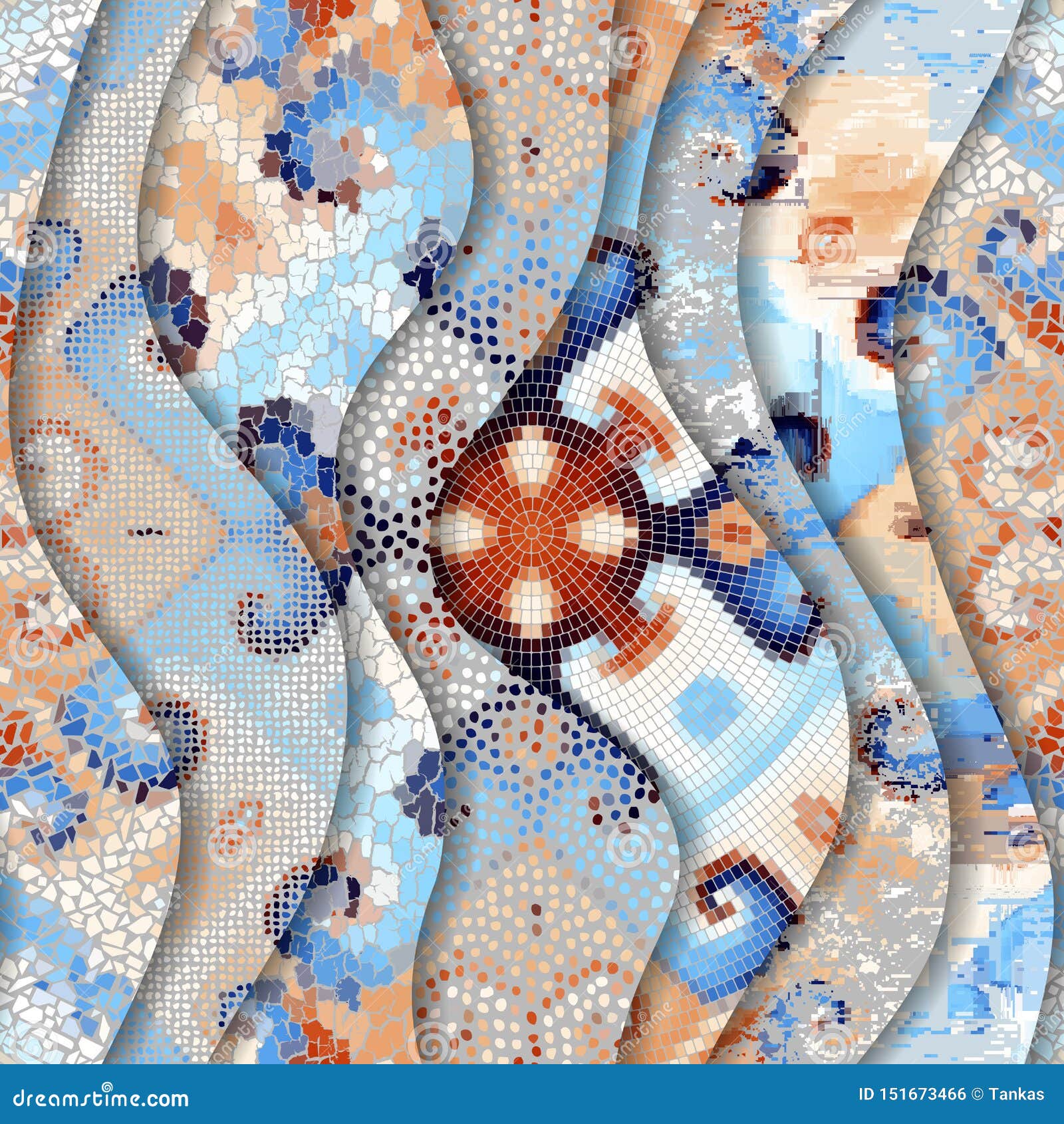 Relief Waves of Ornamental Mosaic Tile Patterns Stock Vector ...