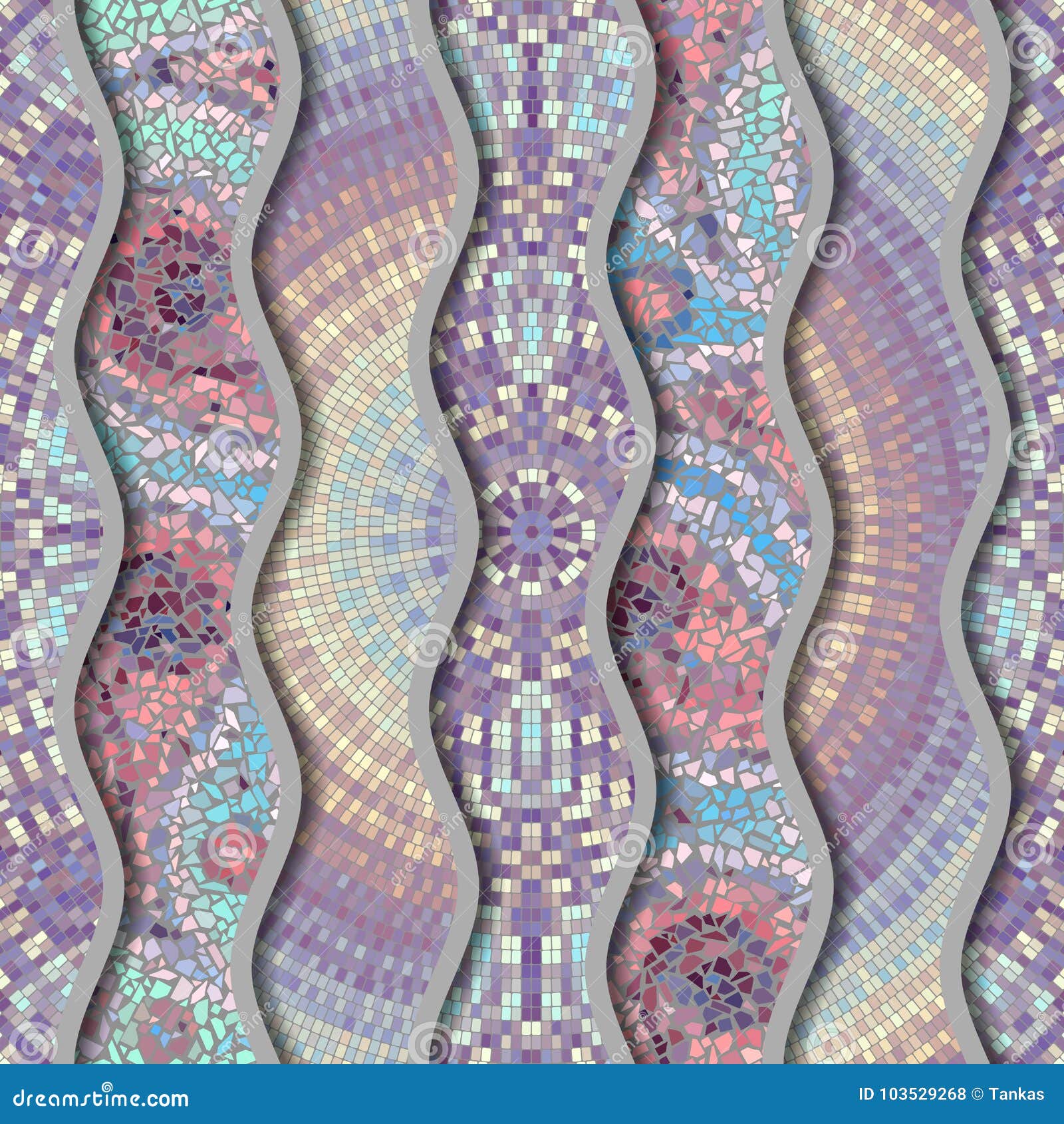 Relief Waves of Ornamental Mosaic Tile Patterns Stock Vector ...